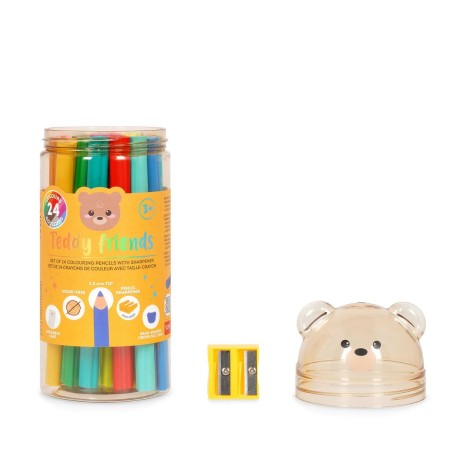 24 CRAYONS COULEUR ET TAILLE CRAYON TEDDY BEAR -LEGAMI